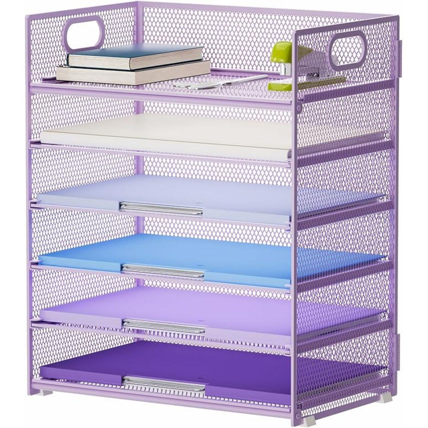 6 Tier Paper Organizer Letter Tray - Mesh Desk File Organizer with ...