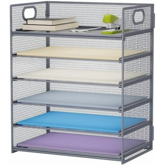 6 Tier Paper Organizer Letter Tray - Mesh Desk File Organizer with ...