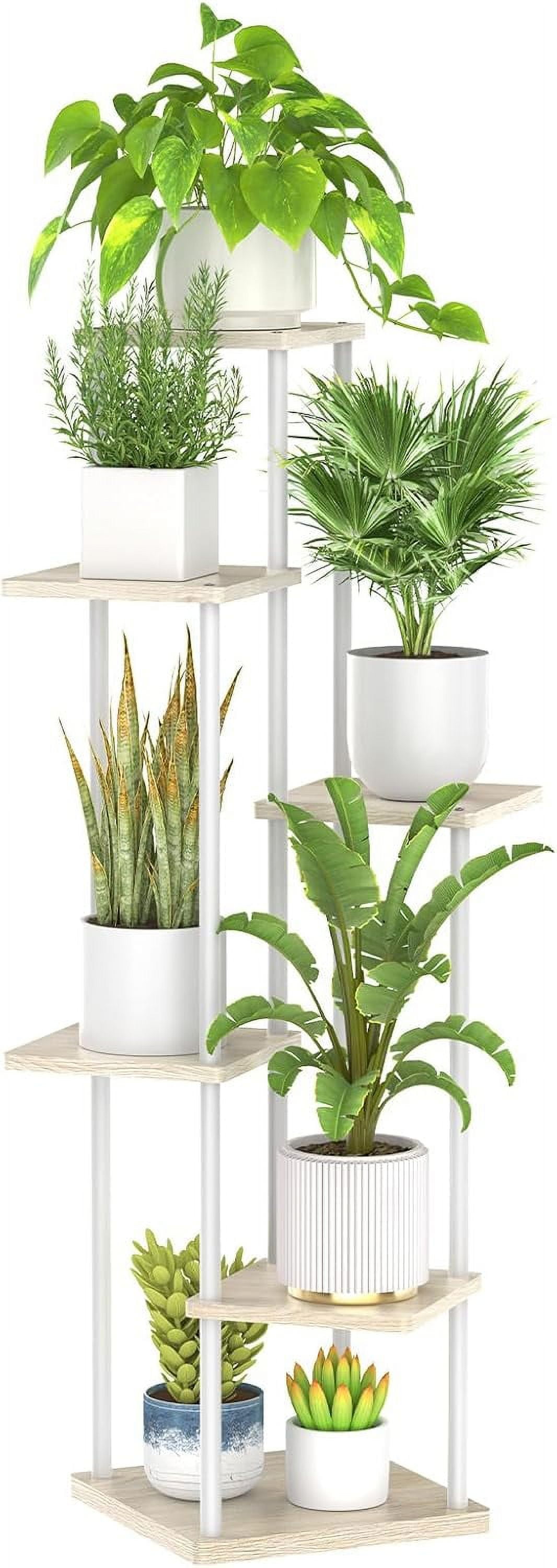 6 Tier Plant Stand Indoor Outdoor, Metal Wood Tiered Corner Plant ...