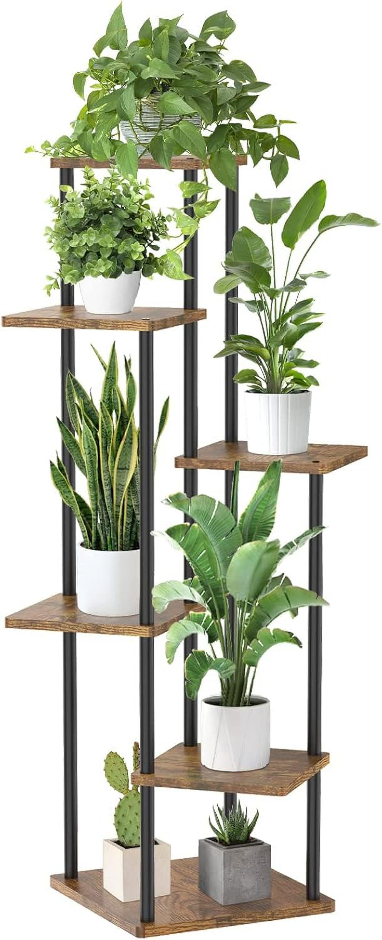 6 Tier Plant Stand Indoor Outdoor, Tall Corner Wood Metal Plant Shelf ...
