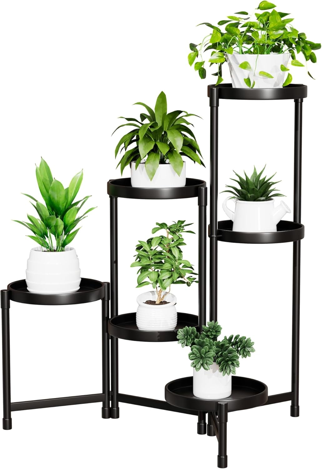 6 Tier Plant Stand Indoor Tall, Black Corner Metal Tiered Plant Stands ...