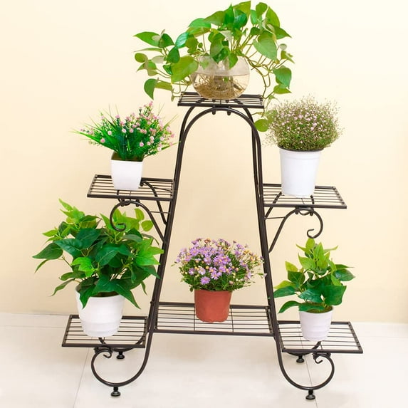 6 Tier Plant Stand Metal Flower Pot Holder Plant Display Stand Indoor ...