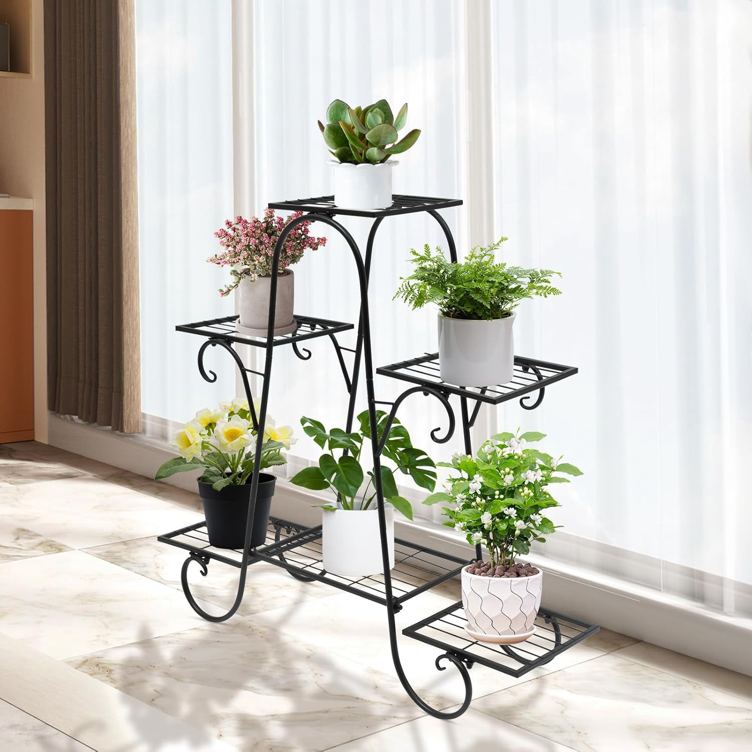 6 Tier Plant Stand,Metal Heavy Duty Tall Plant Stands Iron Flower ...
