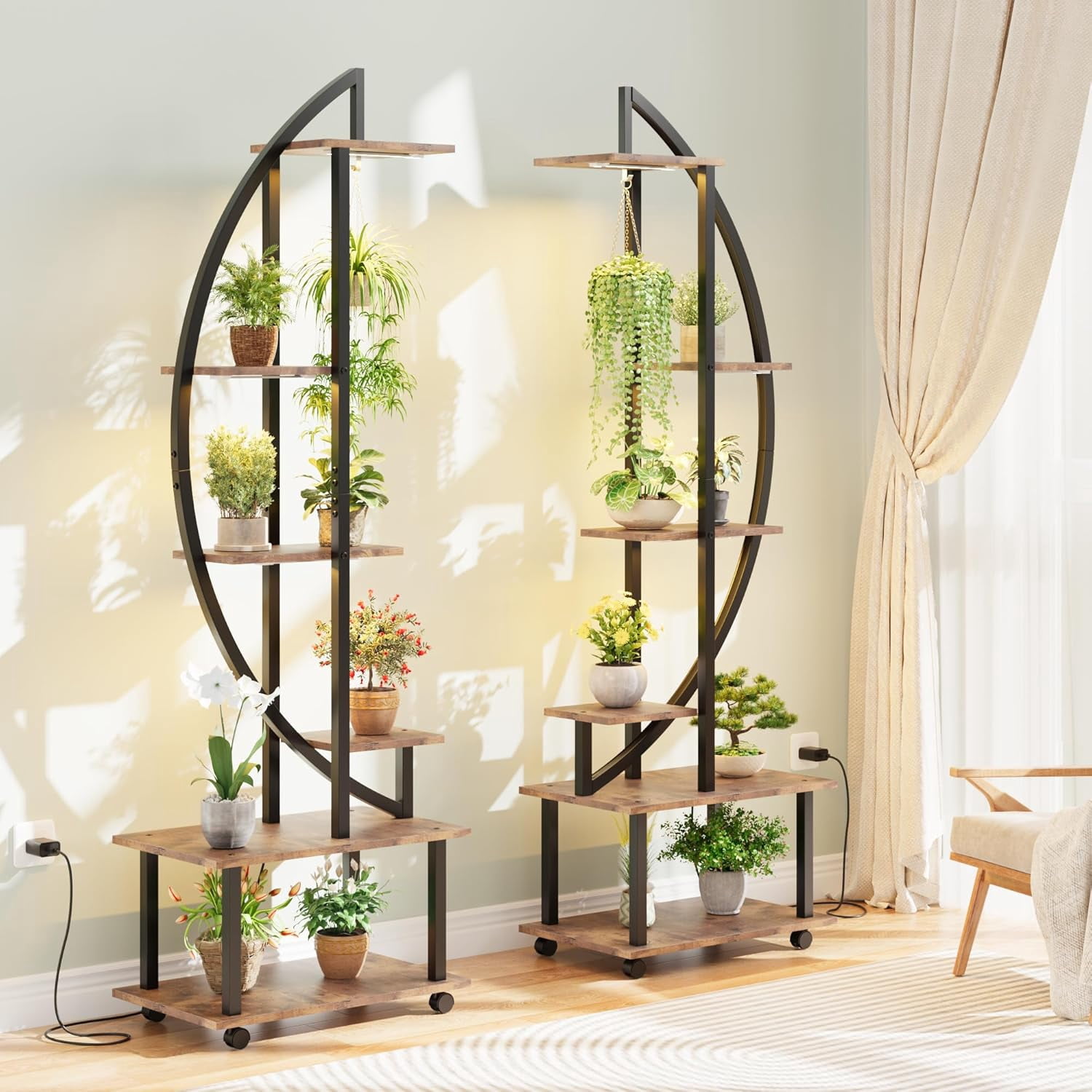 6 Tier Plant Stand with Grow Lights Metal Plant Stand with Wheels ...