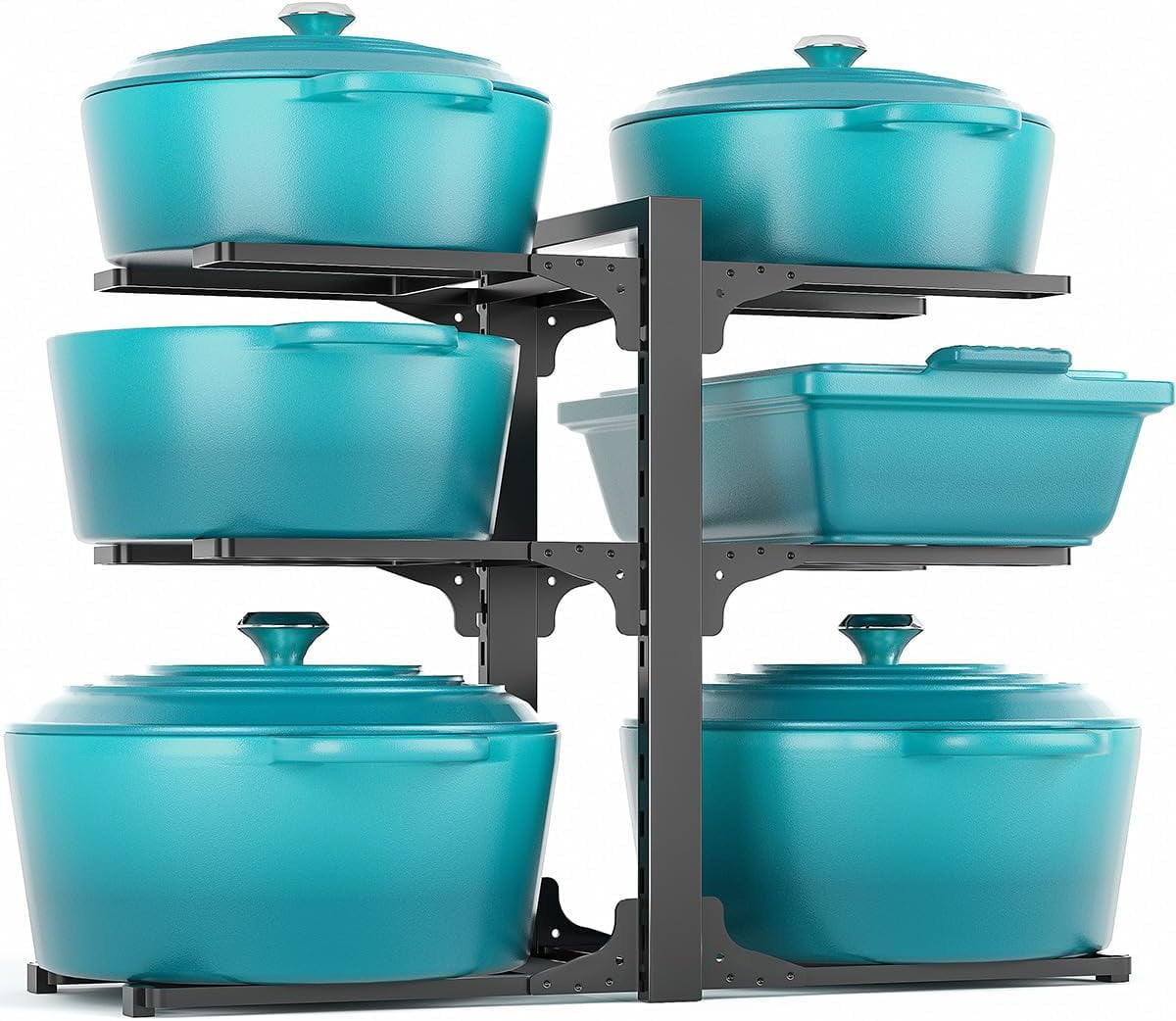 6-Tier Pots and Pans Organizer Rack for Kitchen Cabinet Storage and ...