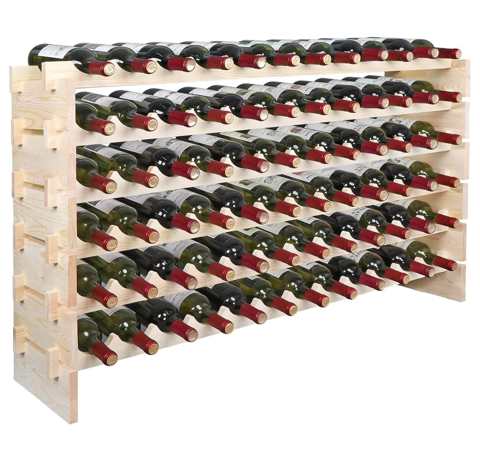 6 Tier Premium Wood Wine Rack Storage Stand 72 Bottles Capacity ...