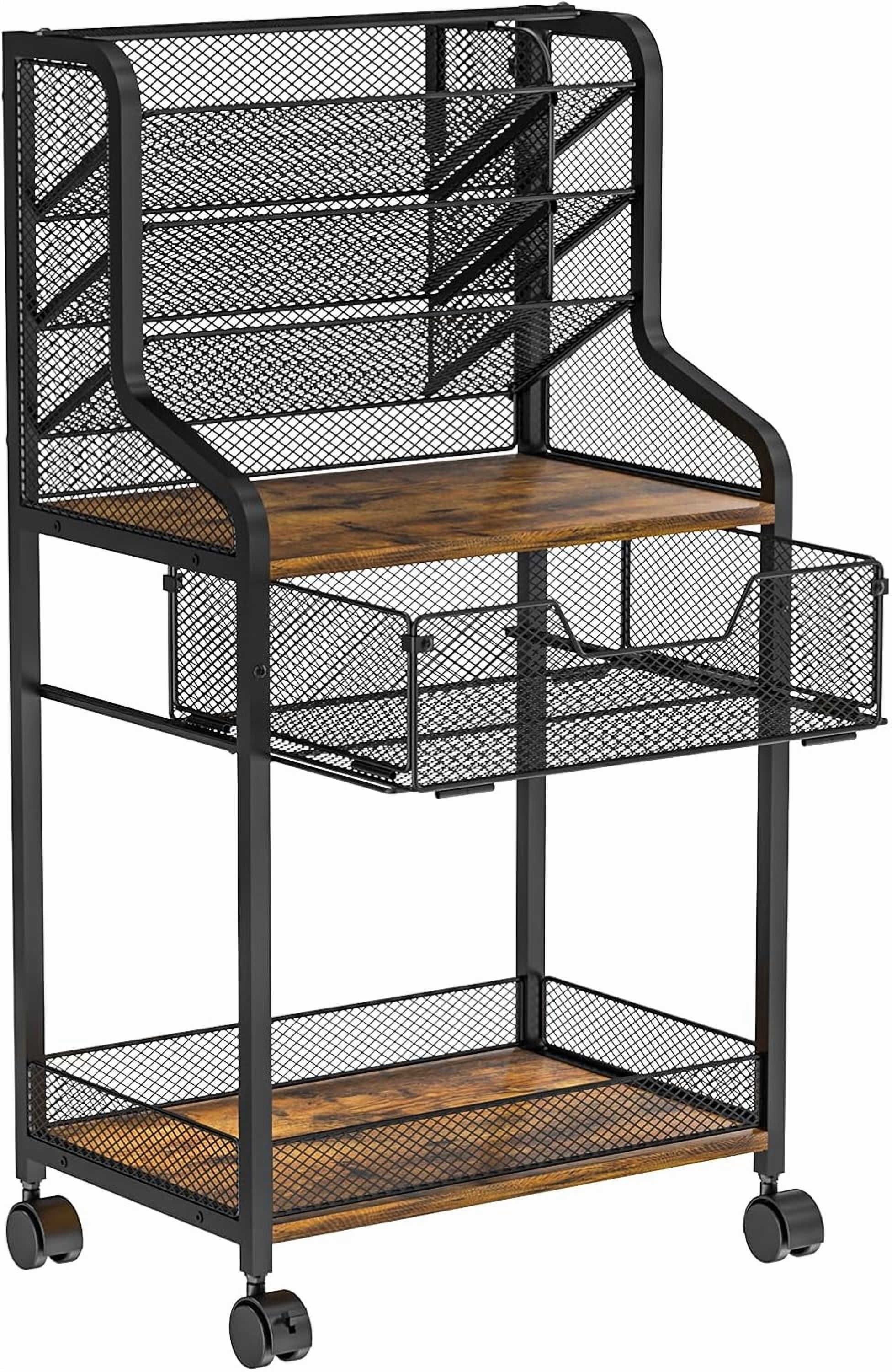 6-Tier Rolling Bathroom Storage Cart with Mesh Drawer, Metal Utility ...