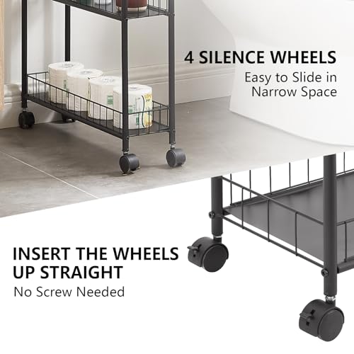 6-Tier Rolling Cart Kitchen Slim Slide Out Storage Tower Rack with ...