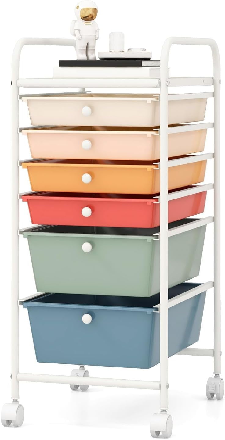 6-Tier Rolling Cart with 6 Detachable & 2-Sized Storage Drawers ...