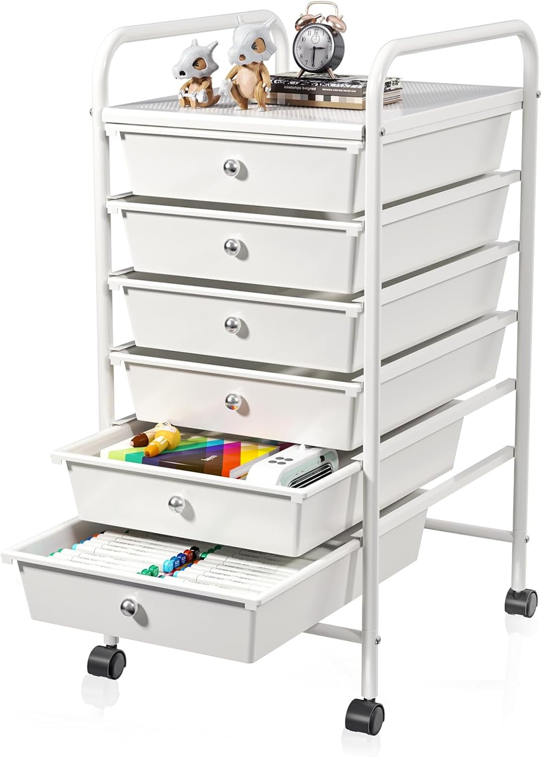 6-Tier Rolling Carts with 6 Drawers Wheels, Rolling Storage Carts with ...
