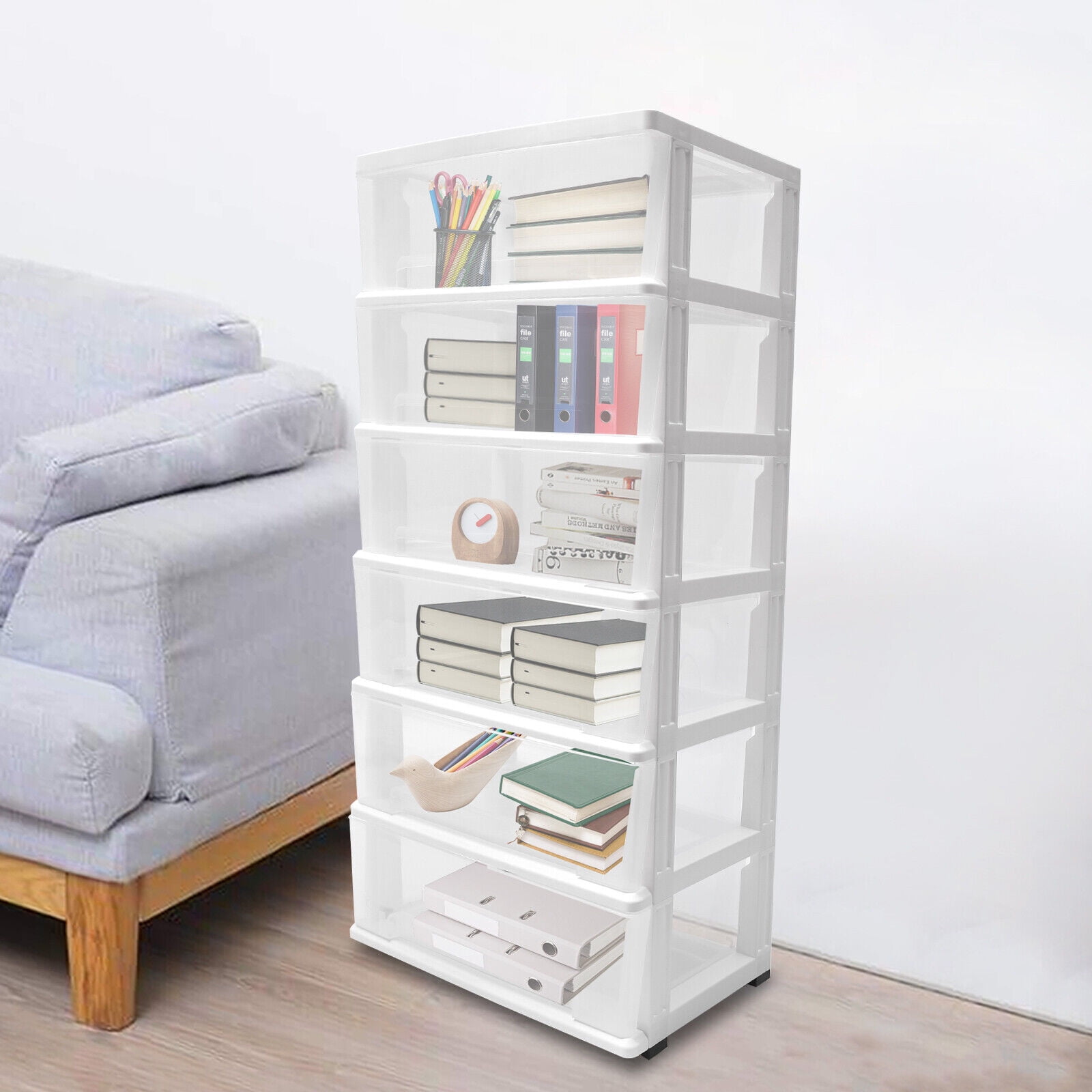 6-Tier Rolling Drawer Shelves Unit Rack Rolling Storage Cart Large ...