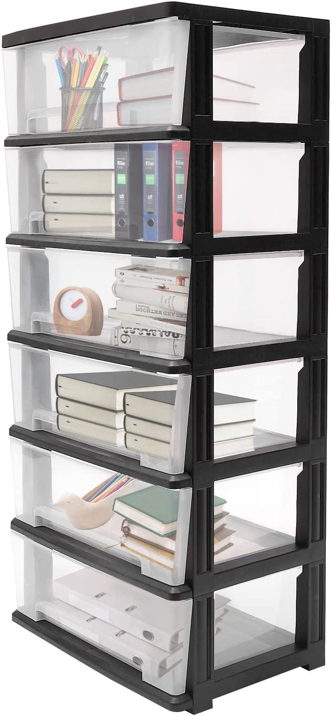 6 Tier Rolling Storage Carts with Plastic Drawers, Portable Utility ...