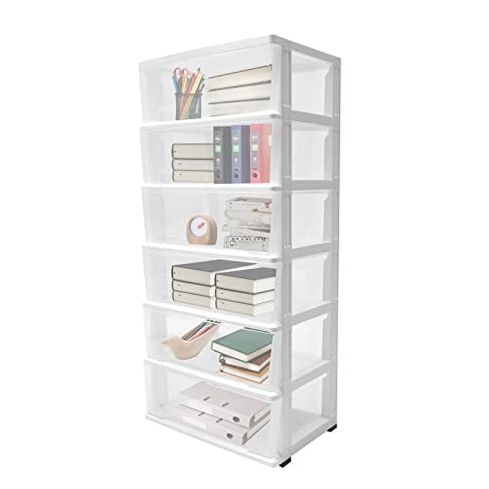 6 Tier Rolling Storage Carts with Plastic Drawers, Portable Utility ...