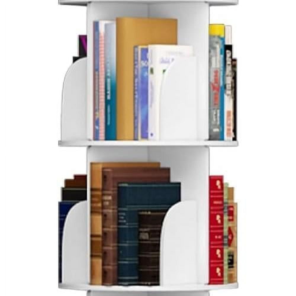 6 Tier Rotating Bookshelf, 360° Wood Rotating Stackable Shelves ...