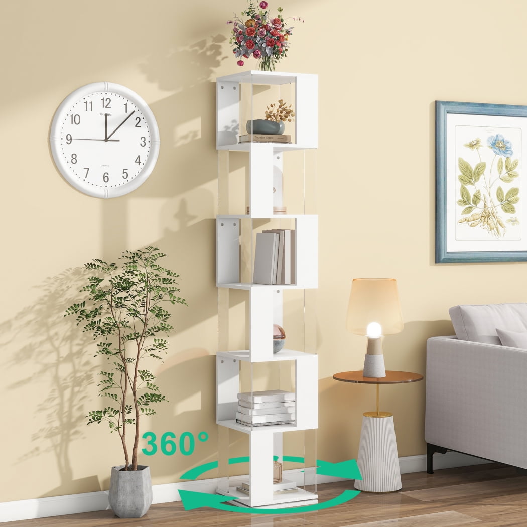 6 Tier Rotating Bookshelf, Revolving Bookcase with Anti-toppling Base ...