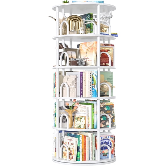 6 Tier Rotating Bookshelf Tower, Revolving Bookcase, 360° Round ...