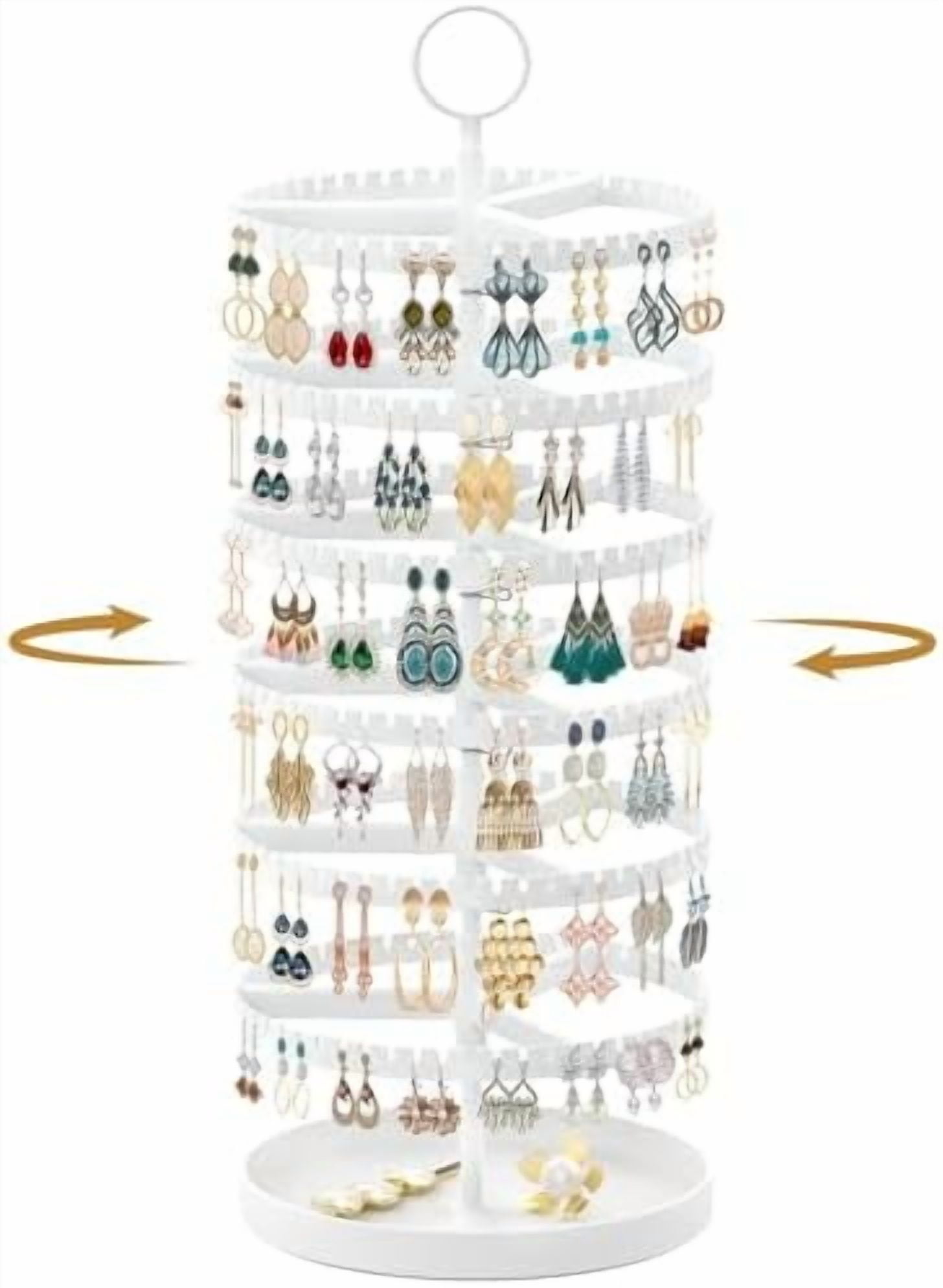 6 Tier Rotating Earring Holder Organizer Display Tree with Metal Tray ...
