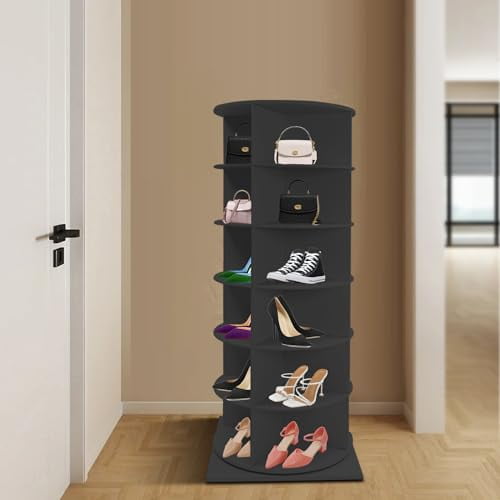 6 Tier Rotating Shoe Rack Tower, Revolving 360° Spinning Shoe Display ...