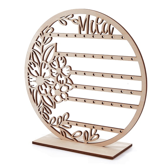 6-Tier Round Earring Display Stands Wooden Earring Organizer Pendant ...