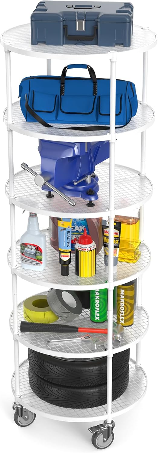 6 Tier Round Shelf 30in Diameter Wire Shelving Unit, NSF Heavy Duty ...