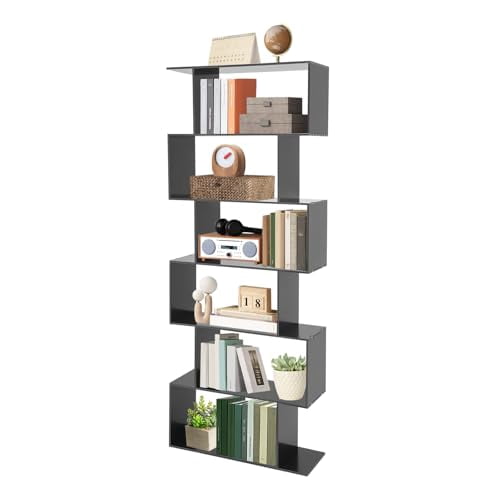 6 Tier S Shaped Bookshelf, Modern Geometric Bookcase S-Shaped Storage ...