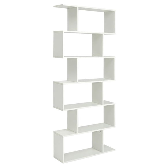6 Tier S-Shaped Bookshelf Storage Display Bookcase Decor Z-Shelf ...