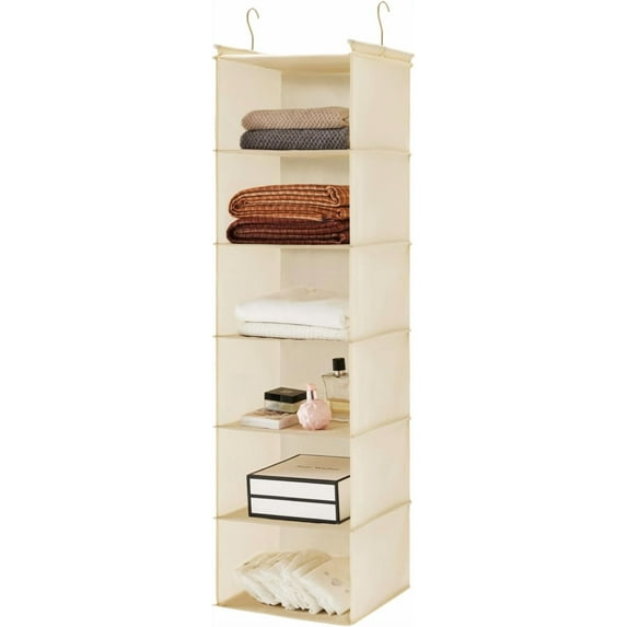 6 Tier Shelf Hanging Closet Organizer, Cloth Hanging Shelf with 2 ...