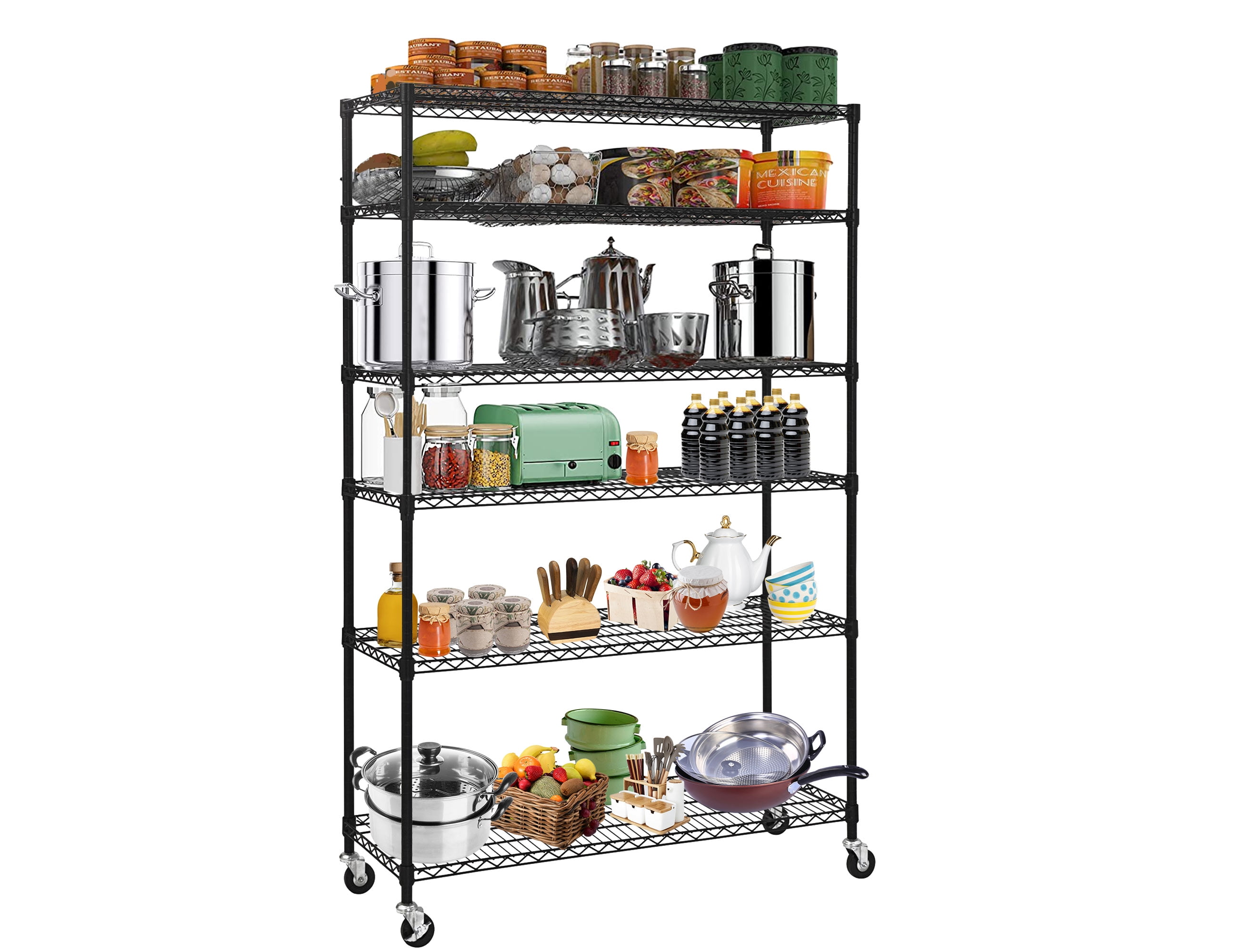 6 Tier Shelf Organizer for Kitchen, 2100lbs Capacity Height Adjustable ...