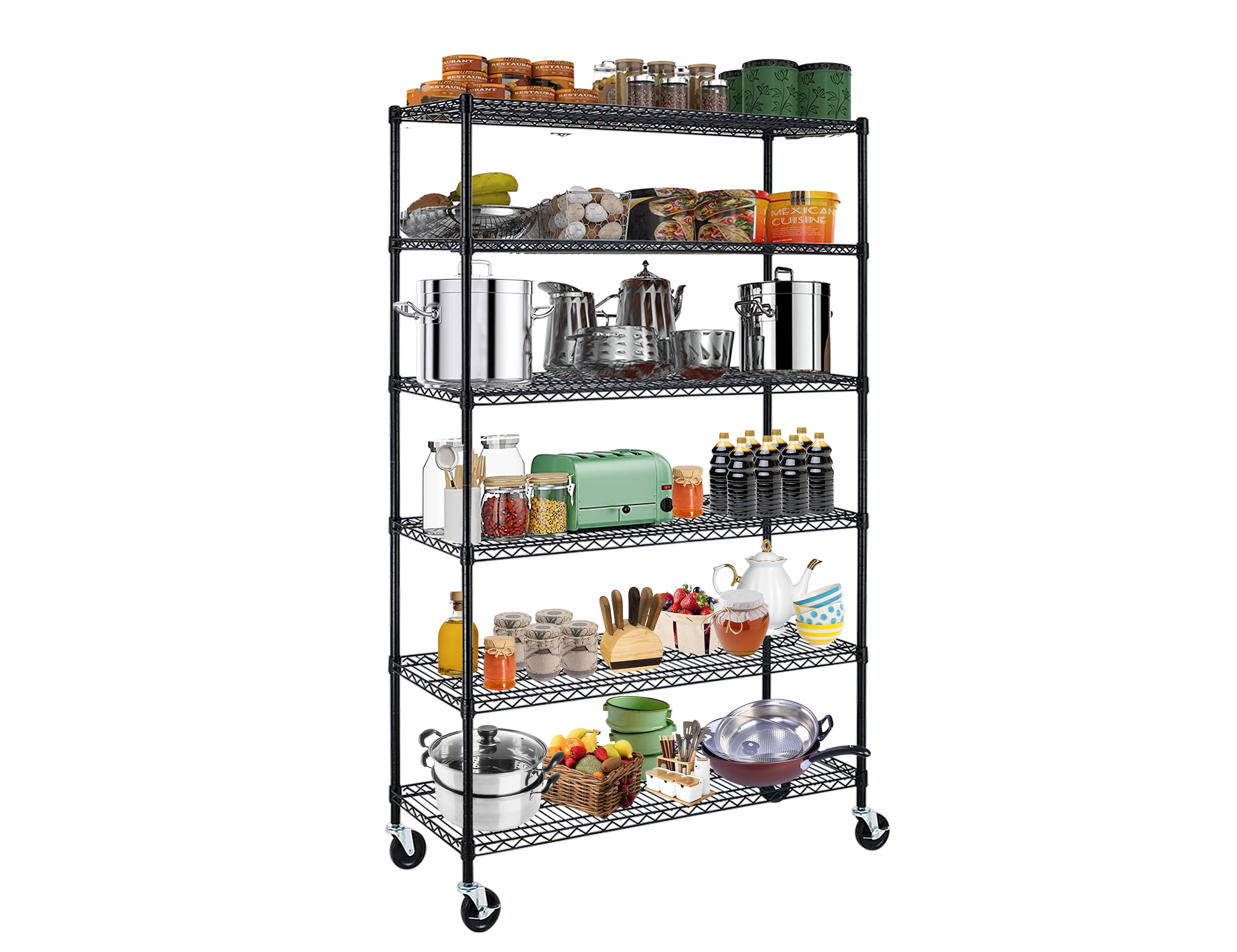 YRLLENSDAN 6 Tier Shelf, Adjustable Wire Rack 48Lx18Wx76.7H, 6000lbs ...