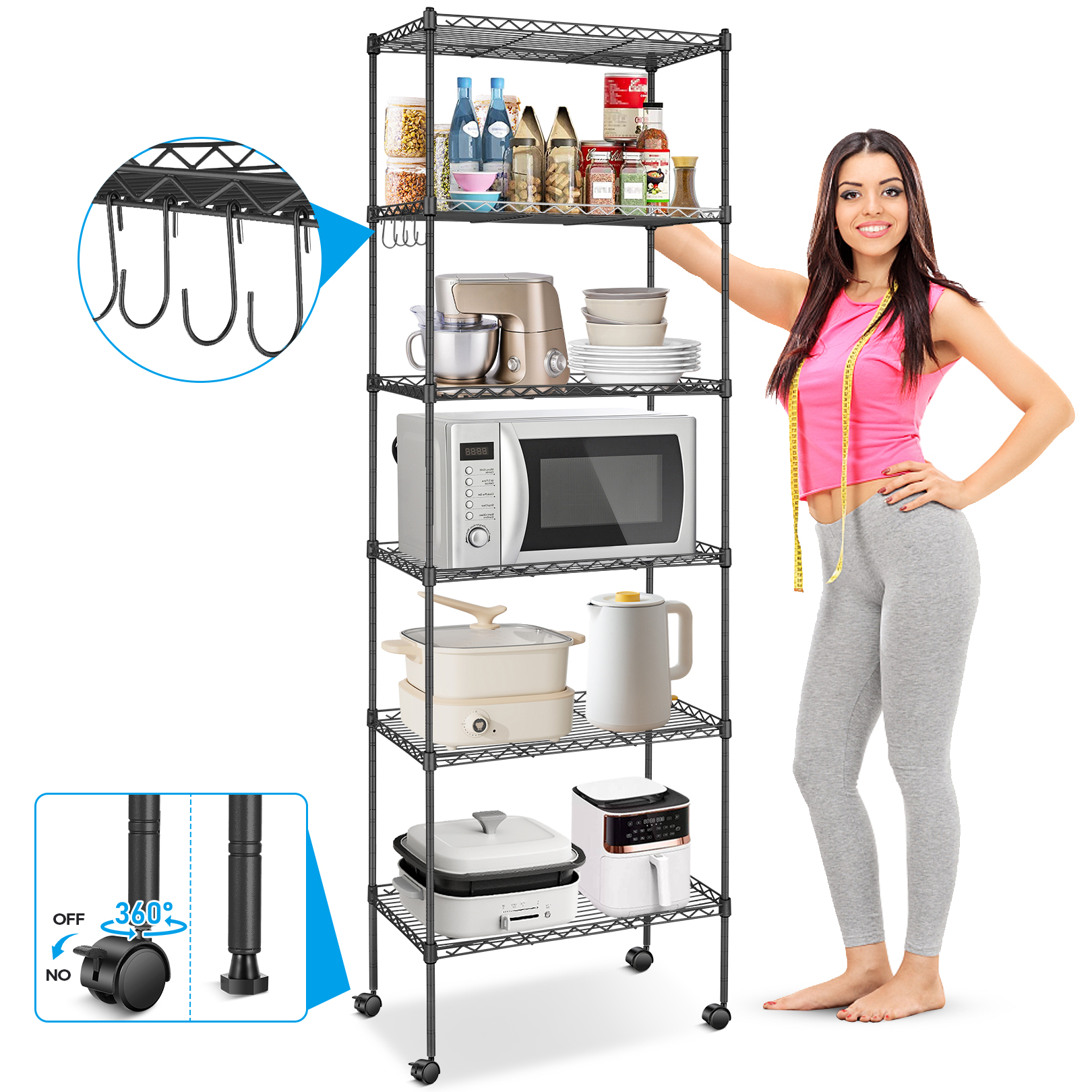 King's Rack 4-Tier Metal Organizer Shelving Rack with 12 Bins in Gray ...