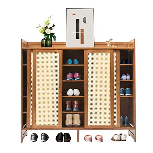 6 Tier Shoe Cabinet Shoe Rack Bamboo Storage Organizer, Free Standing ...