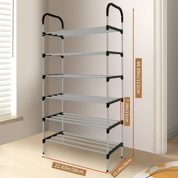 6-Tier Shoe Rack, Large Capacity Stackable Wide Shoe Shelf for Entryway ...