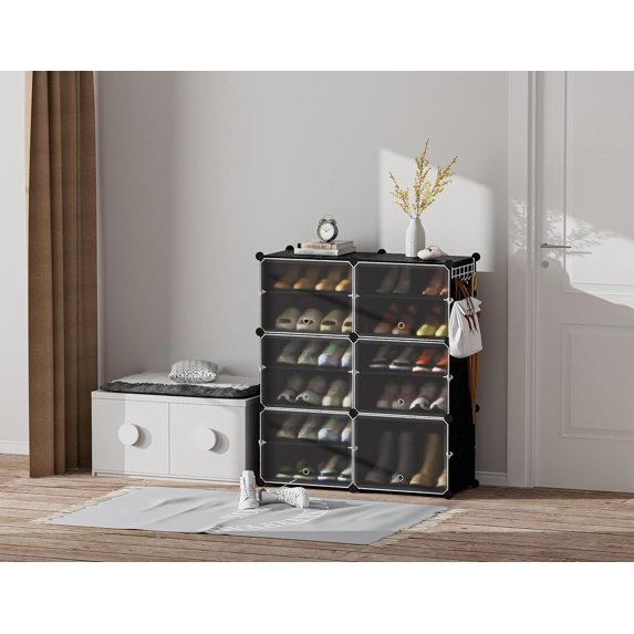 6-Tier Shoe Rack Organizer, 24 Pair Plastic Storage Cabinet with Metal ...