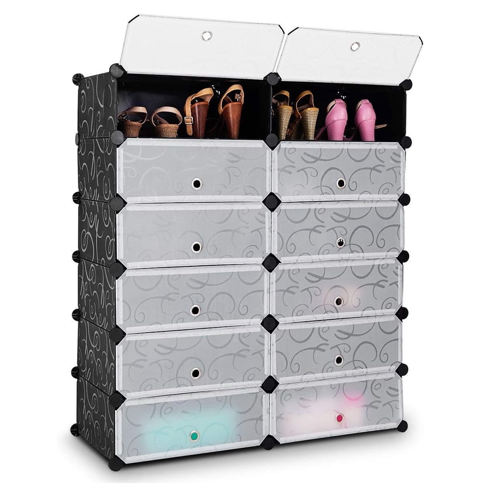 6-Tier Shoe Rack Organizer Cabinet, 24 Pairs Plastic Shoe Storage ...