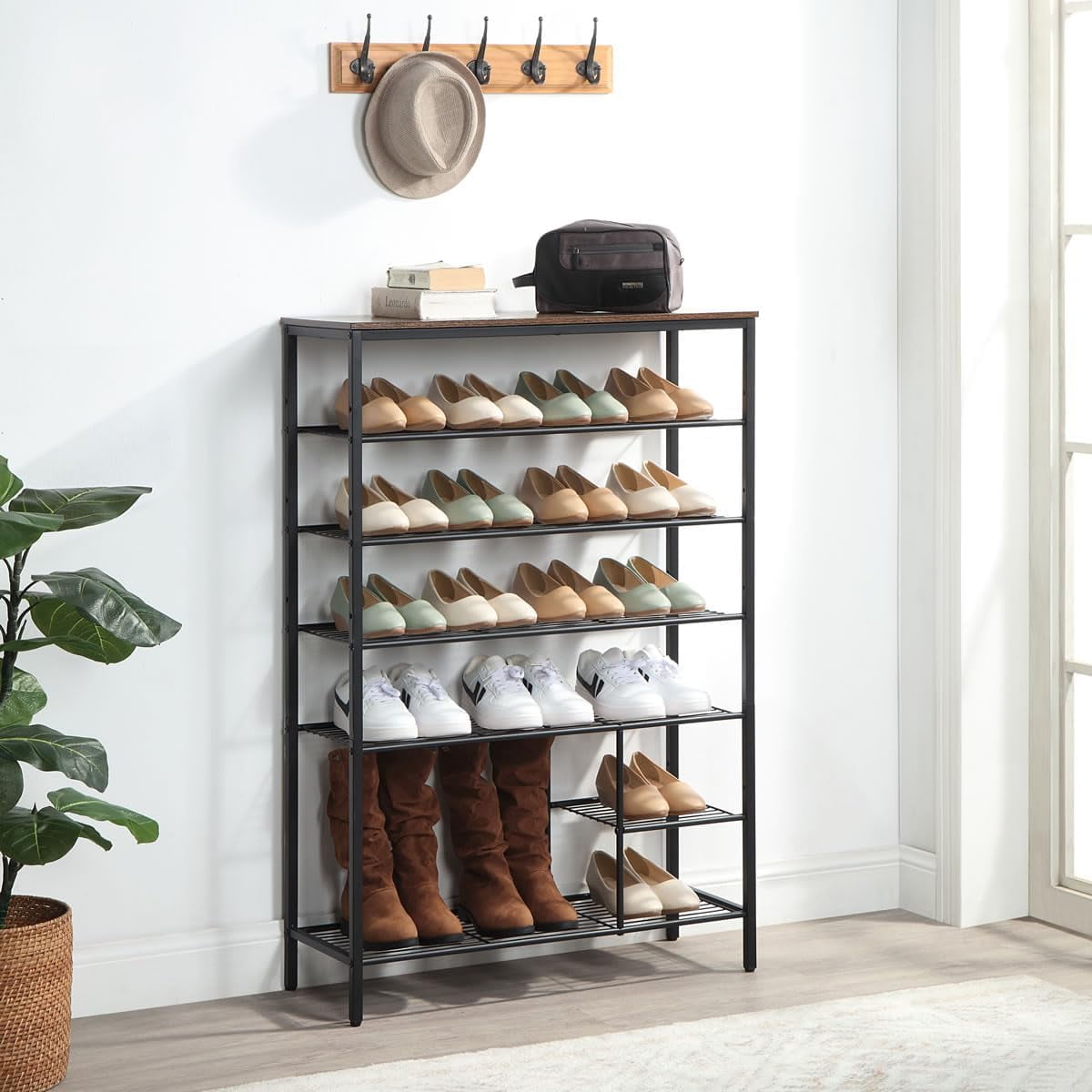 6 Tier Shoe Rack Organizer, Metal Mesh Shoe Storage Shelf, Storage ...
