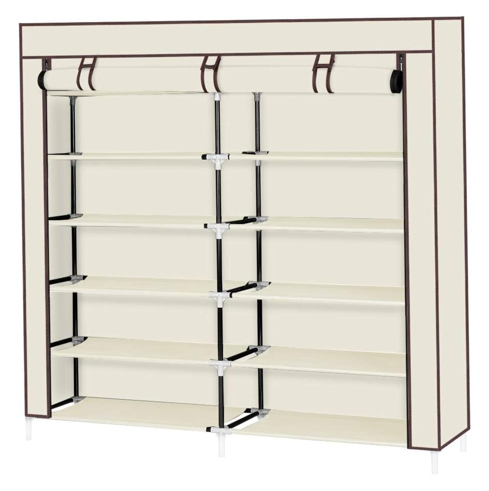 6-Tier Shoe Rack, Shoes Storage Cabinet with Dustproof Cover, Standing ...