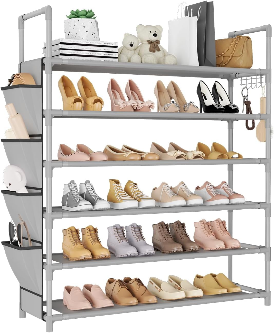 6 Tier Shoe Rack Storage for 24-30 Pairs Shoe and Boot, Shoe Organizer ...