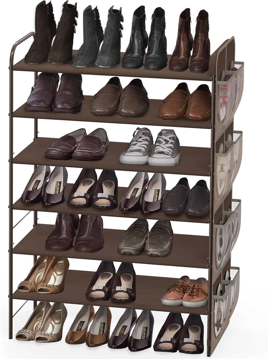 6-Tier Shoe Rack Storage Organizer w/Side Hanging Bag, Bronze - Walmart.com