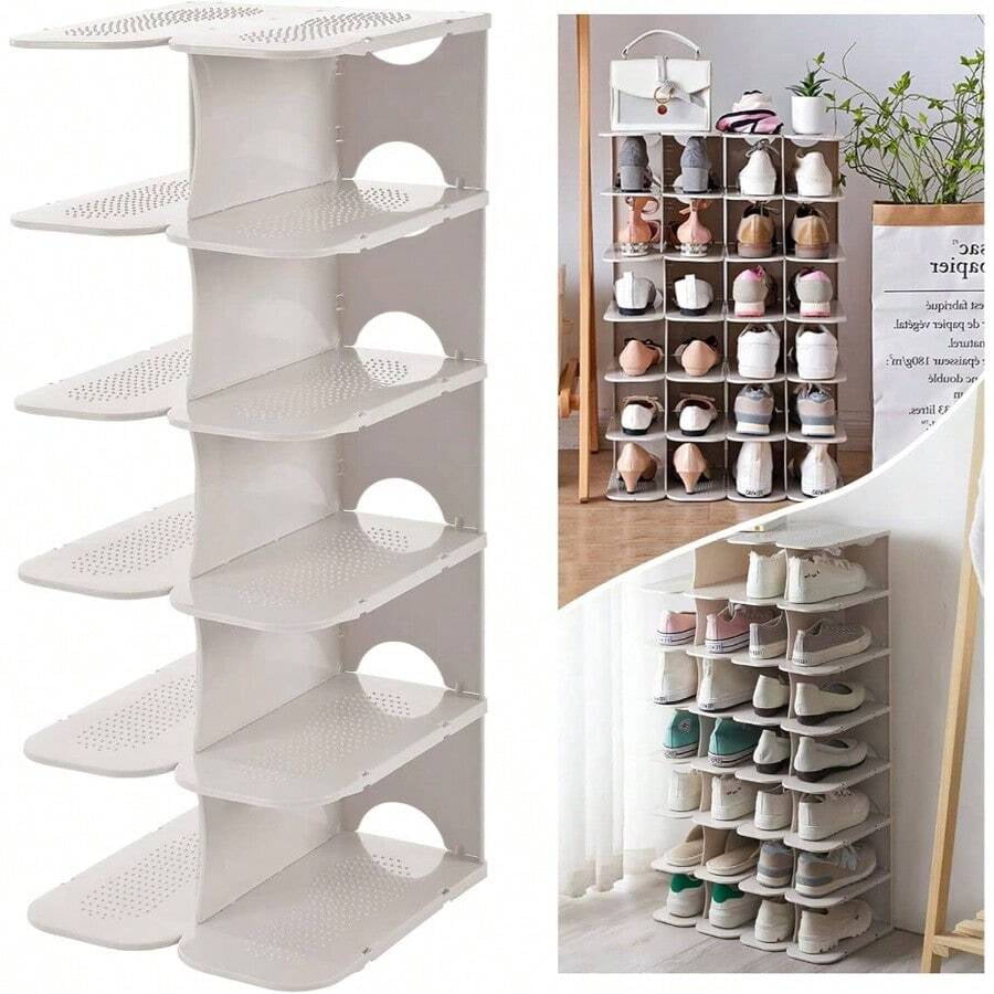 6 - Tier Shoe Slots Organizer, Adjustable Vertical Narrow Stackable ...