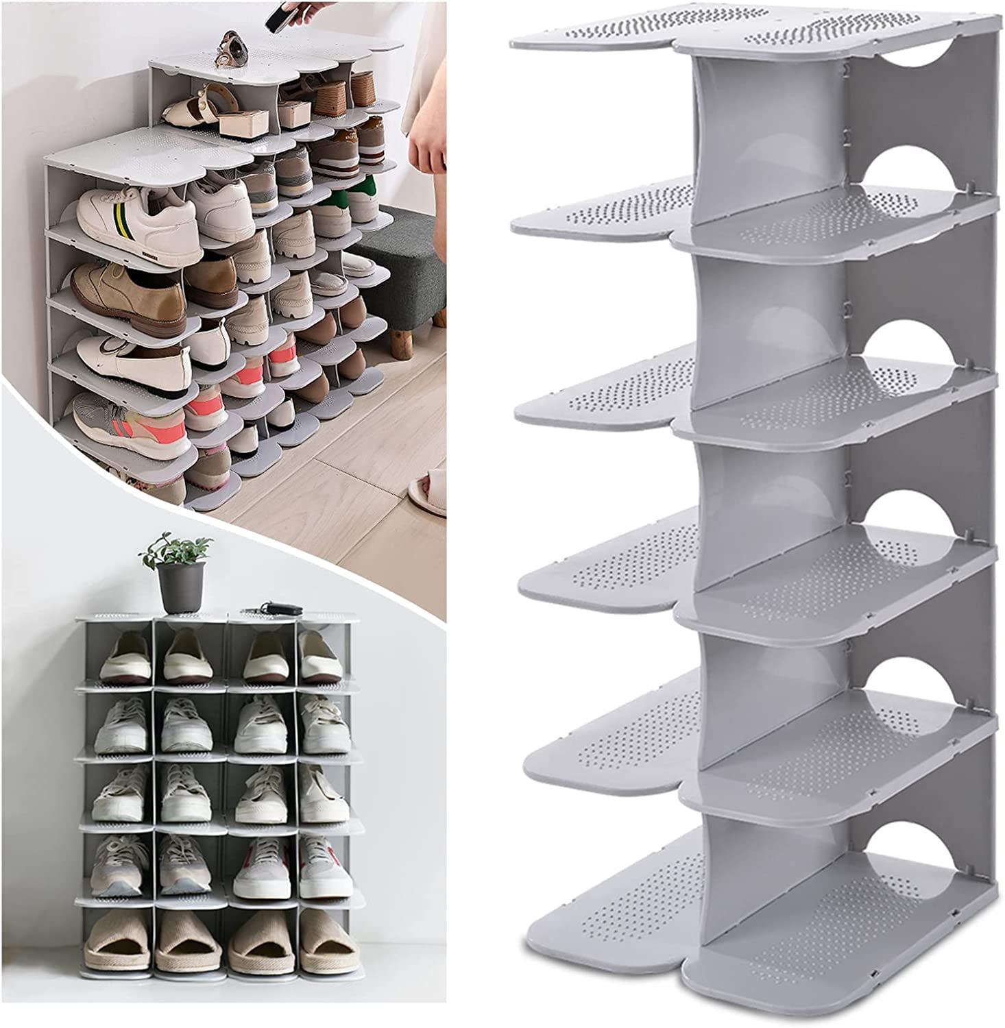 6-Tier Shoe Slots Organizer, Adjustable Vertical Narrow Stackable Shoes ...