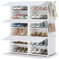 6 Tier Shoe Storage Cabinet 24 Pair Plastic Shoe Shelves Organizer for ...