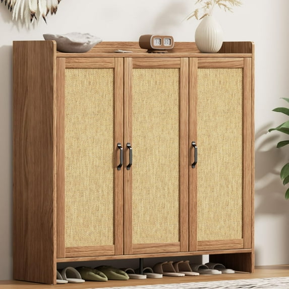 6-Tier Shoe Storage Cabinet, 44" Tall Rattan Shoe Cabinet Storage for ...