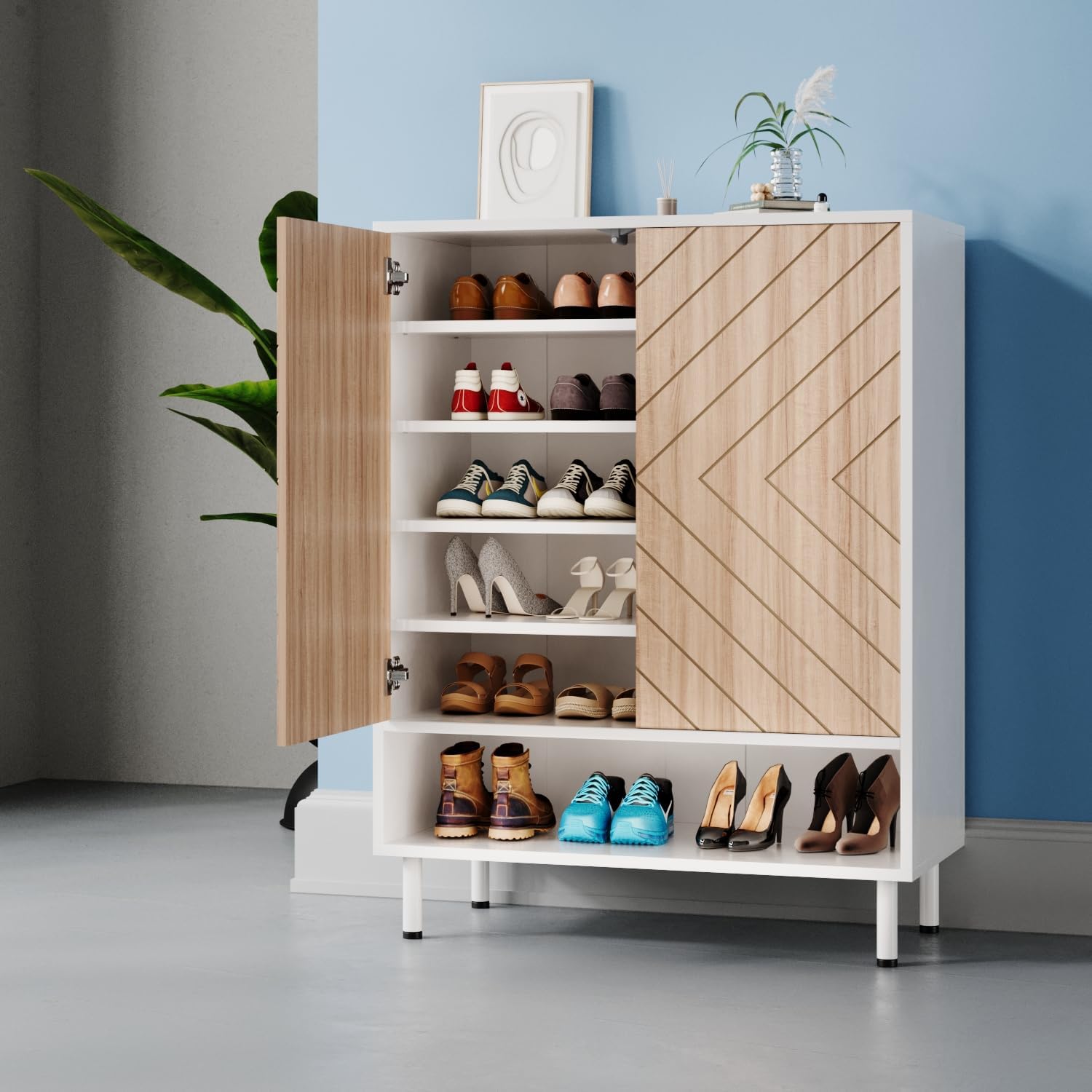 6-Tier Shoe Storage Cabinet with Adjustable Shelves, Shoe Cabinet, 20 ...