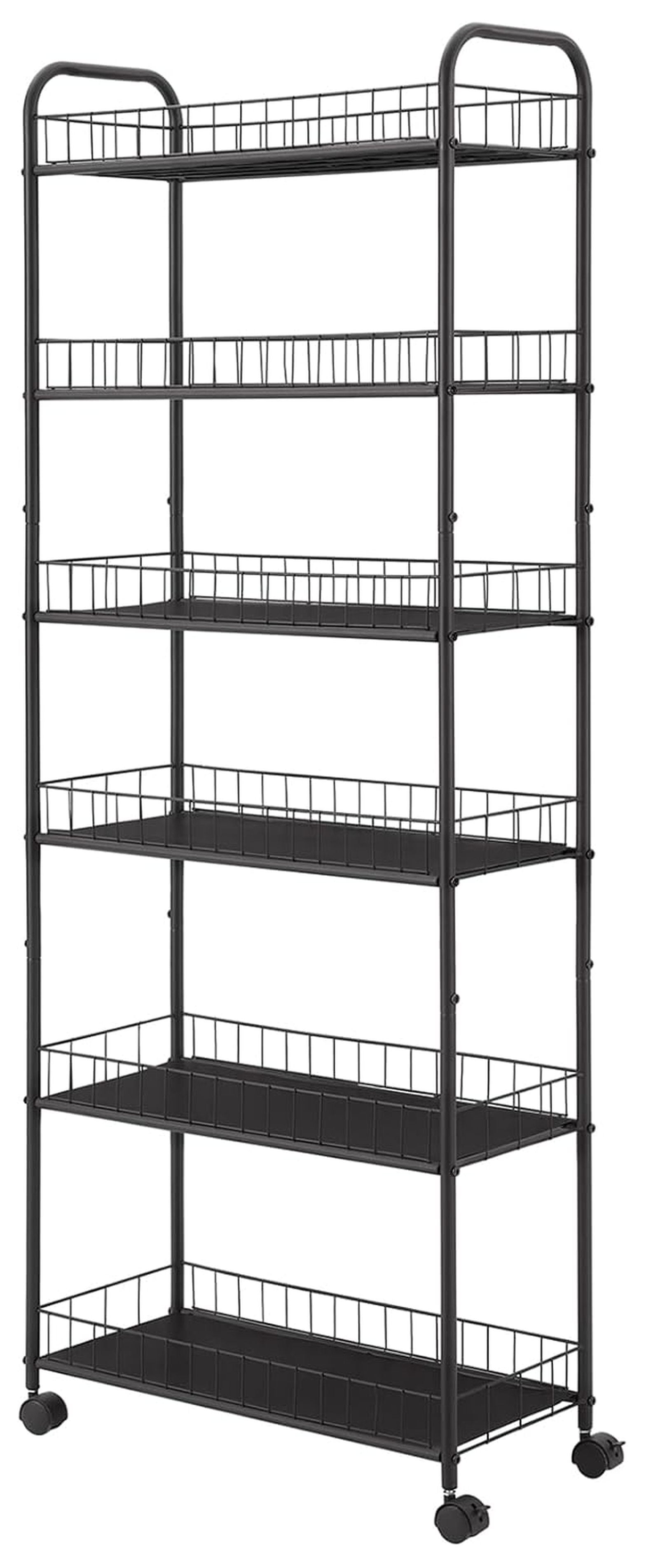 6 Tier Slim Rolling Storage Cart, Mobile Shelving Unit with Wheels ...