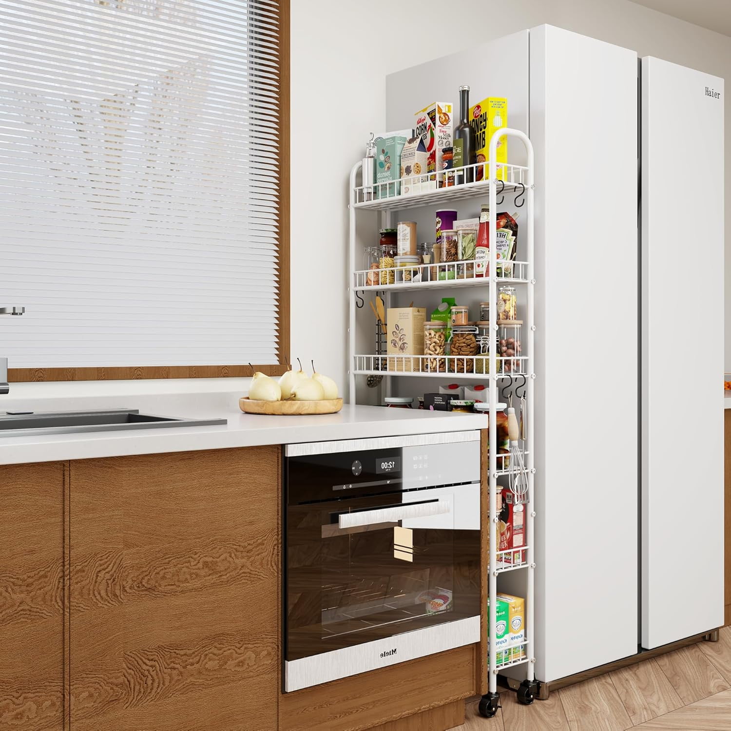 6 Tier Slim Rolling Storage Cart with Wheels, Metal Mobile Shelving ...