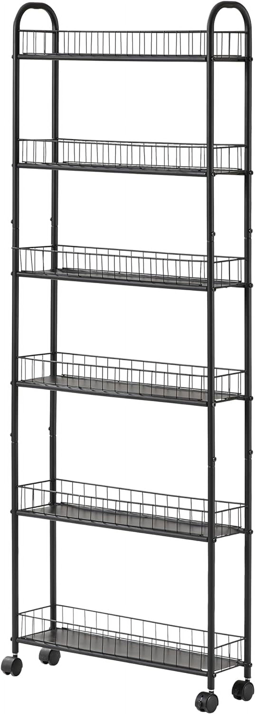 6-Tier Slim Storage Cart, Kitchen Storage Rolling Cart, Narrow Spices ...