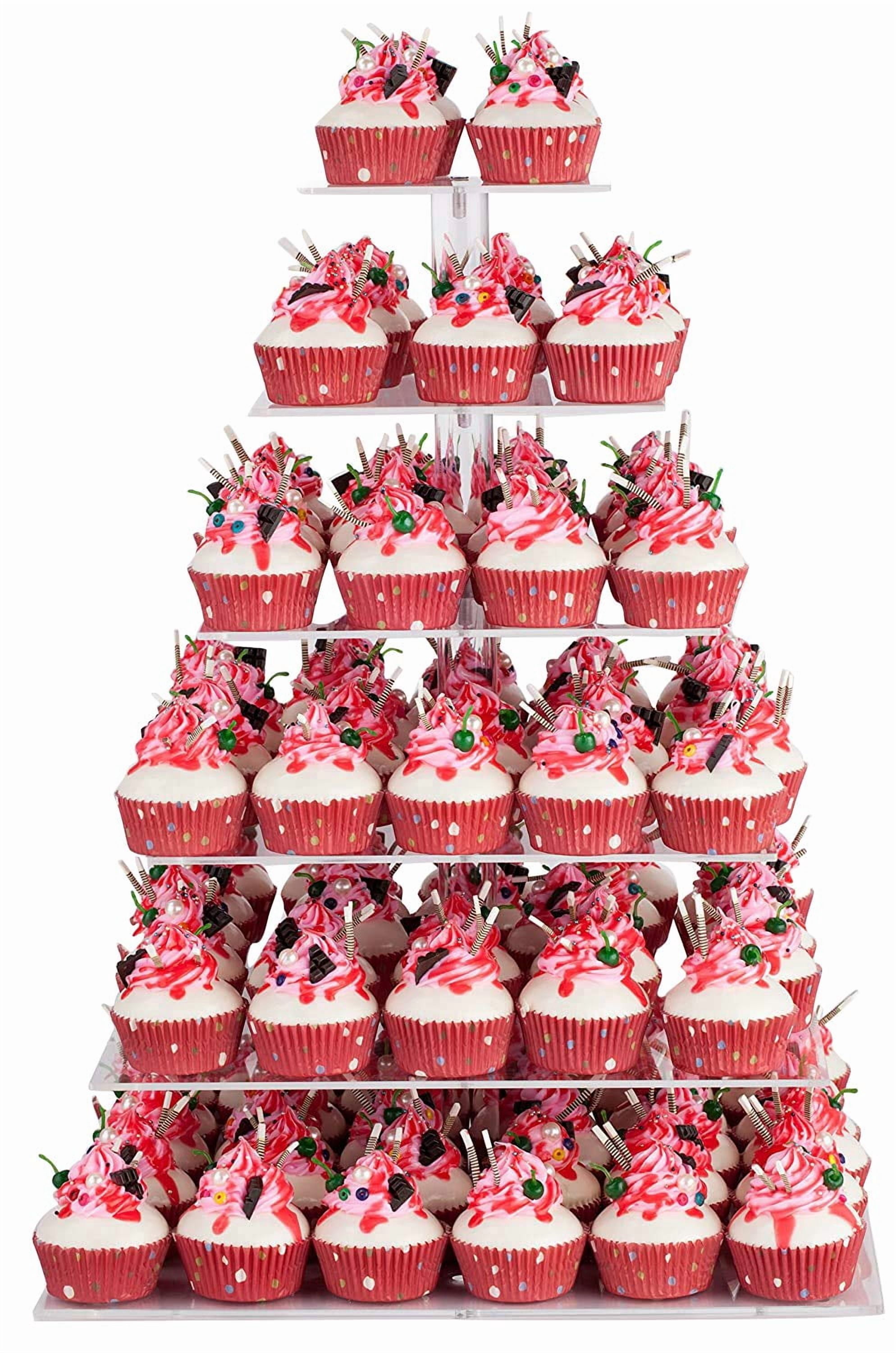 6 Tier Square Cupcake Stand Pastry Display for Party Wedding Birthday ...