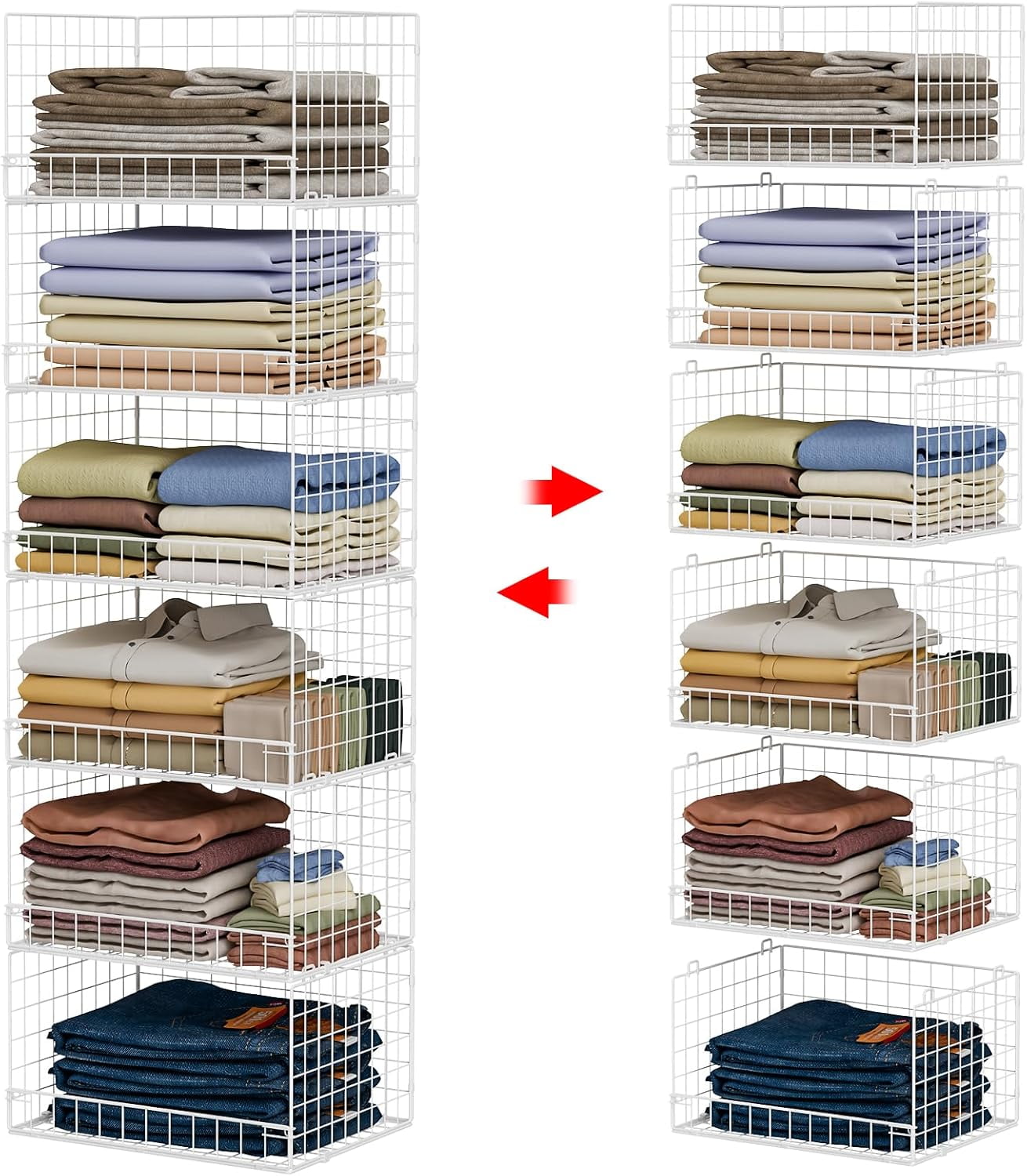 6-Tier Stackable Closet Organizers and Storage Shelves, Closet Shelf ...