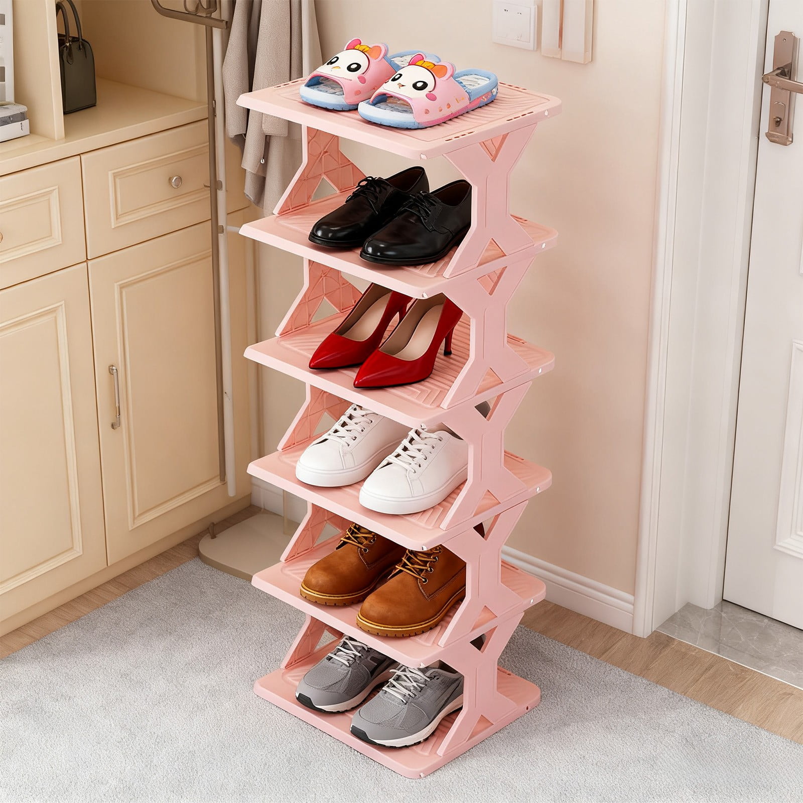6-Tier Stackable Shoe Rack - Modular Shoe Organizer, Freely Adjustable ...