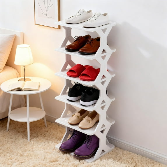 6-Tier Stackable Shoe Rack - Modular Shoe Organizer, Freely Adjustable ...